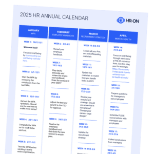 Download: HR annual calendar by HR-ON